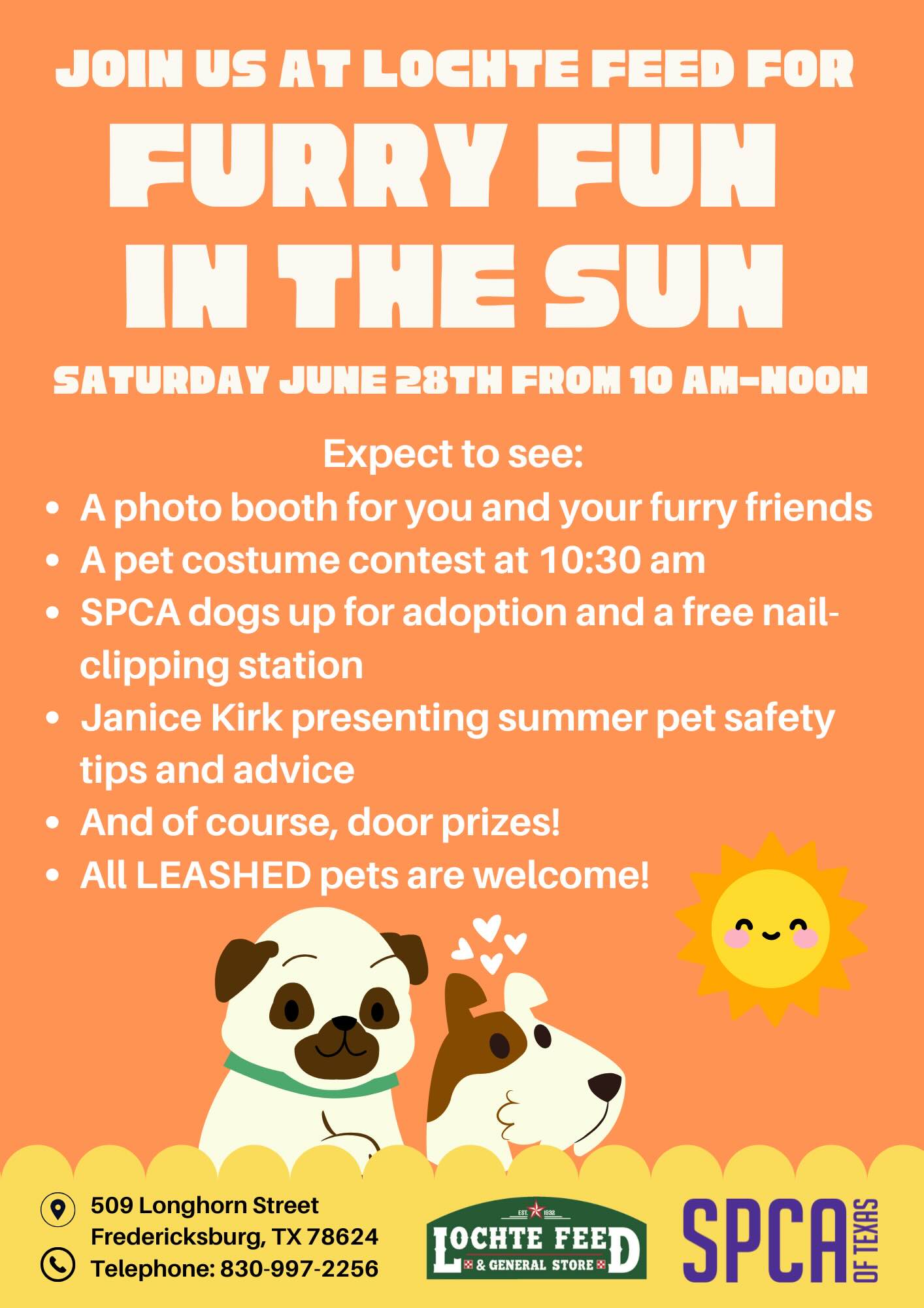 Lochte Furry Fun in the Sun Event flyer - Lochte Feed & General Store